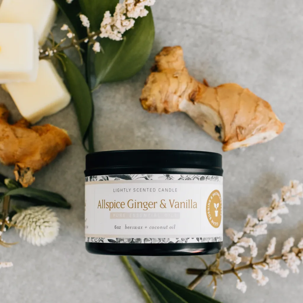 Allspice Ginger & Vanilla Essential Oil Candle – Dandelion Naturals